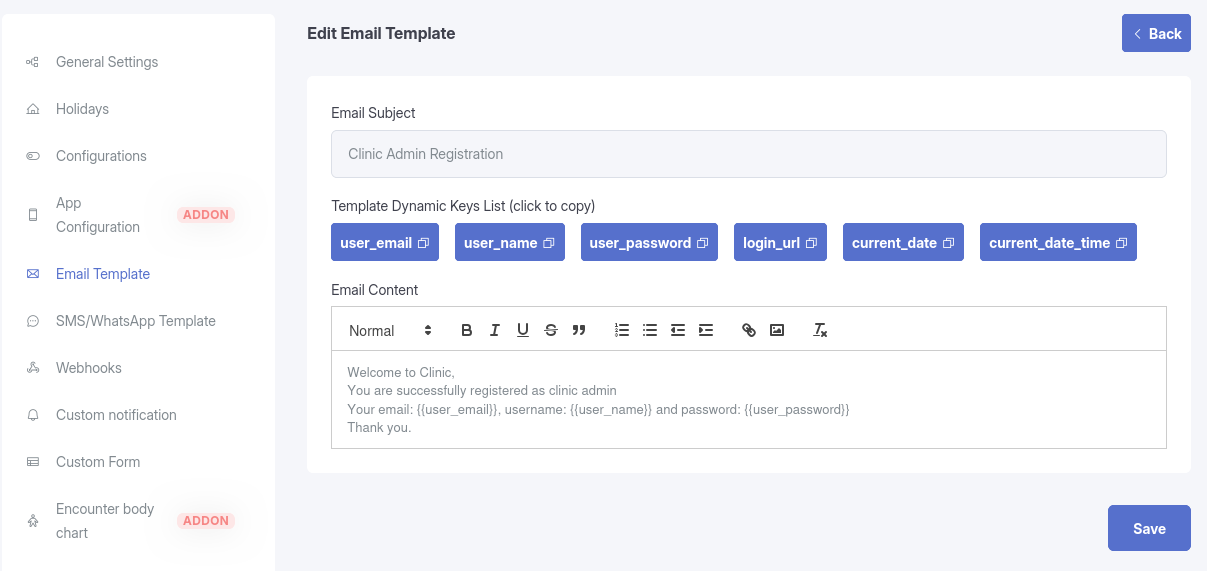 Email Template Settings - KiviCare WordPress - Documentation